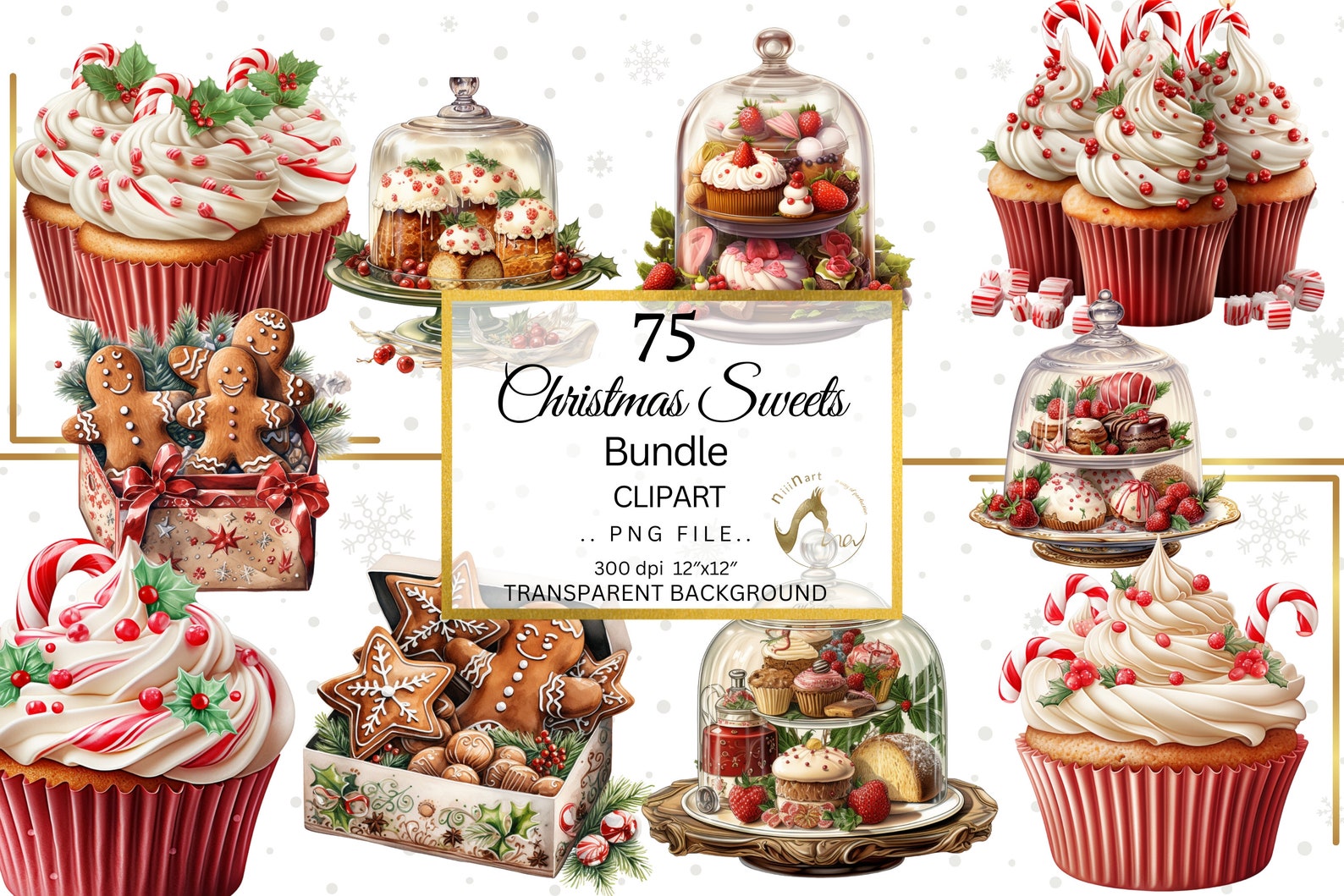 Watercolor Christmas Sweets Clipart Bundle, Festive Baking (PNG) - Etsy