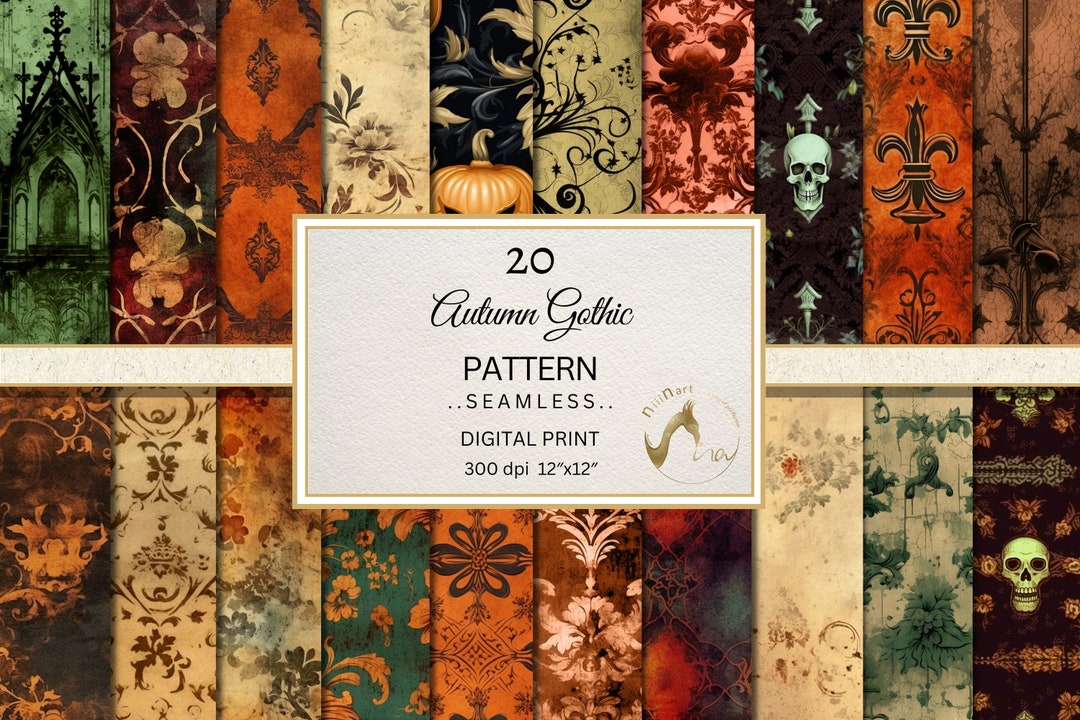 Autumn Gothic Digital Paper, Seamless Halloween Patterns (digital ...