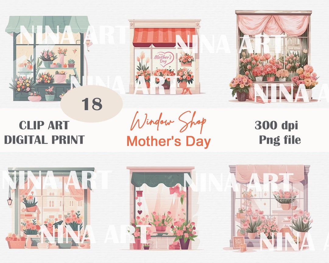 Watercolor Shabby Chic Flower Shop Clipart, Shabby Chic Clipart ...