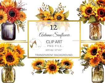 Watercolor Sunflowers PNG Format Clipart, Autumn and Fall Sunflower ...