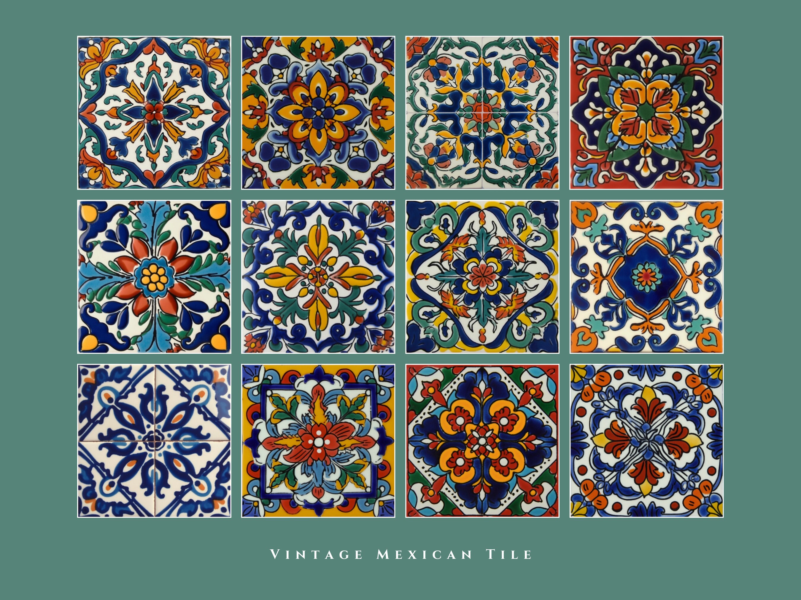 Spanish Talavera Tiles Digital Paper Mexican Tiles Digital - Etsy