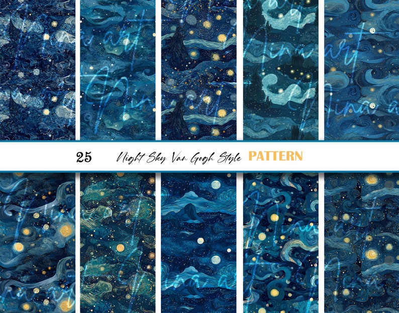 Seamless Night Sky Digital Pattern Starry Night Van Gogh - Etsy