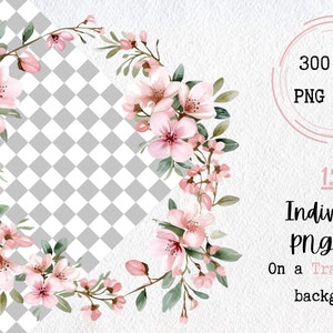 Watercolor Pink Floral Frames Clipart, 120 PNG (digital Download) - Etsy