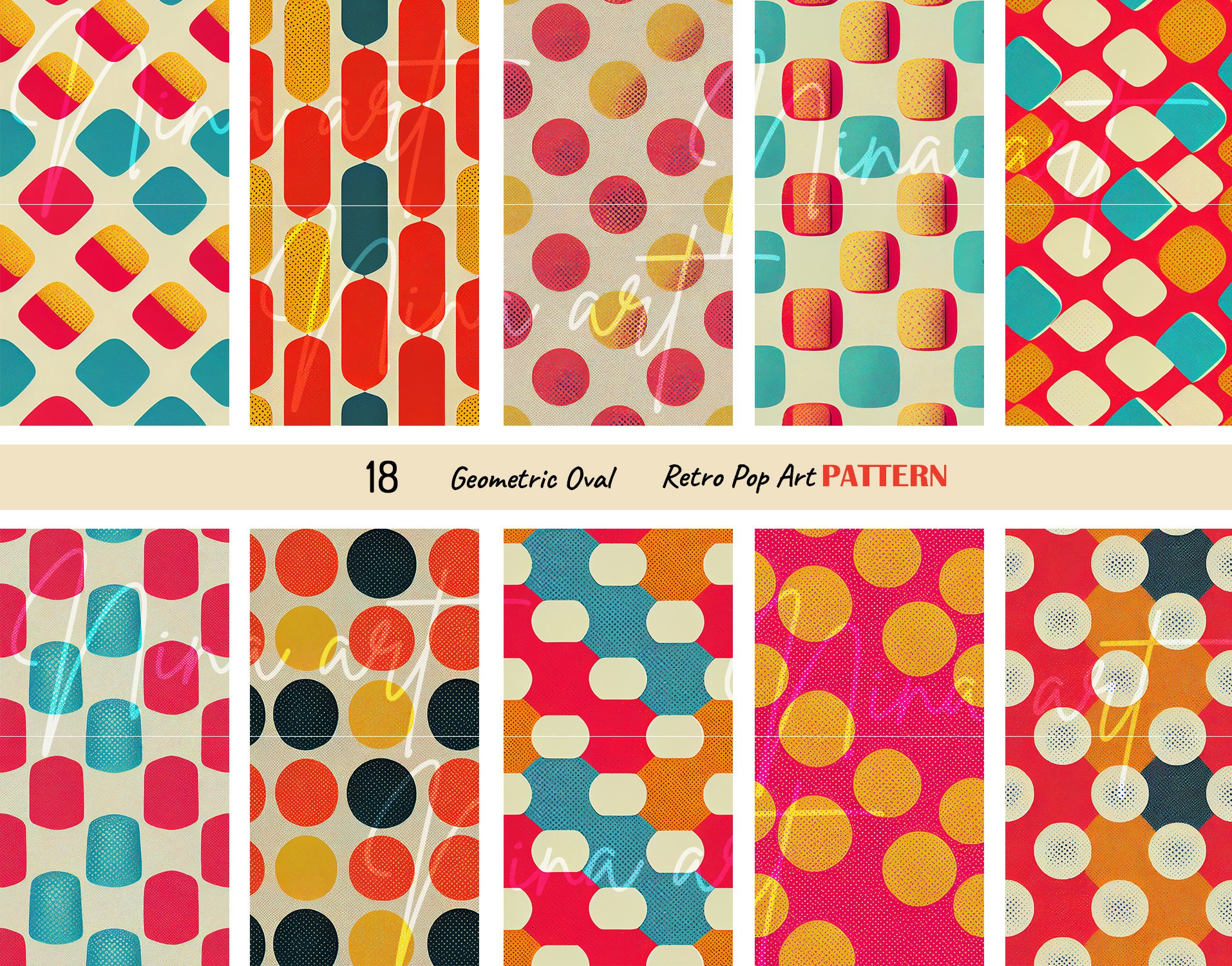 Seamless Geometrical Retro Pop Art Digital Pattern Circle - Etsy