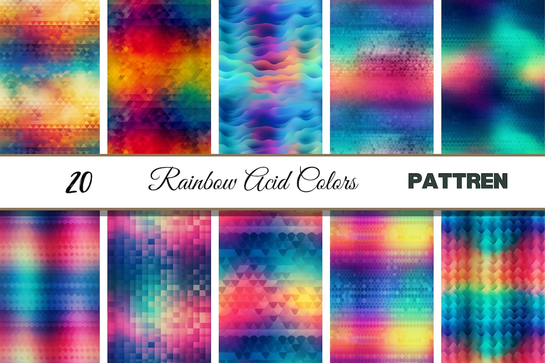 Rainbow Acid Colors Seamless Digital Paper, Holographic Background ...