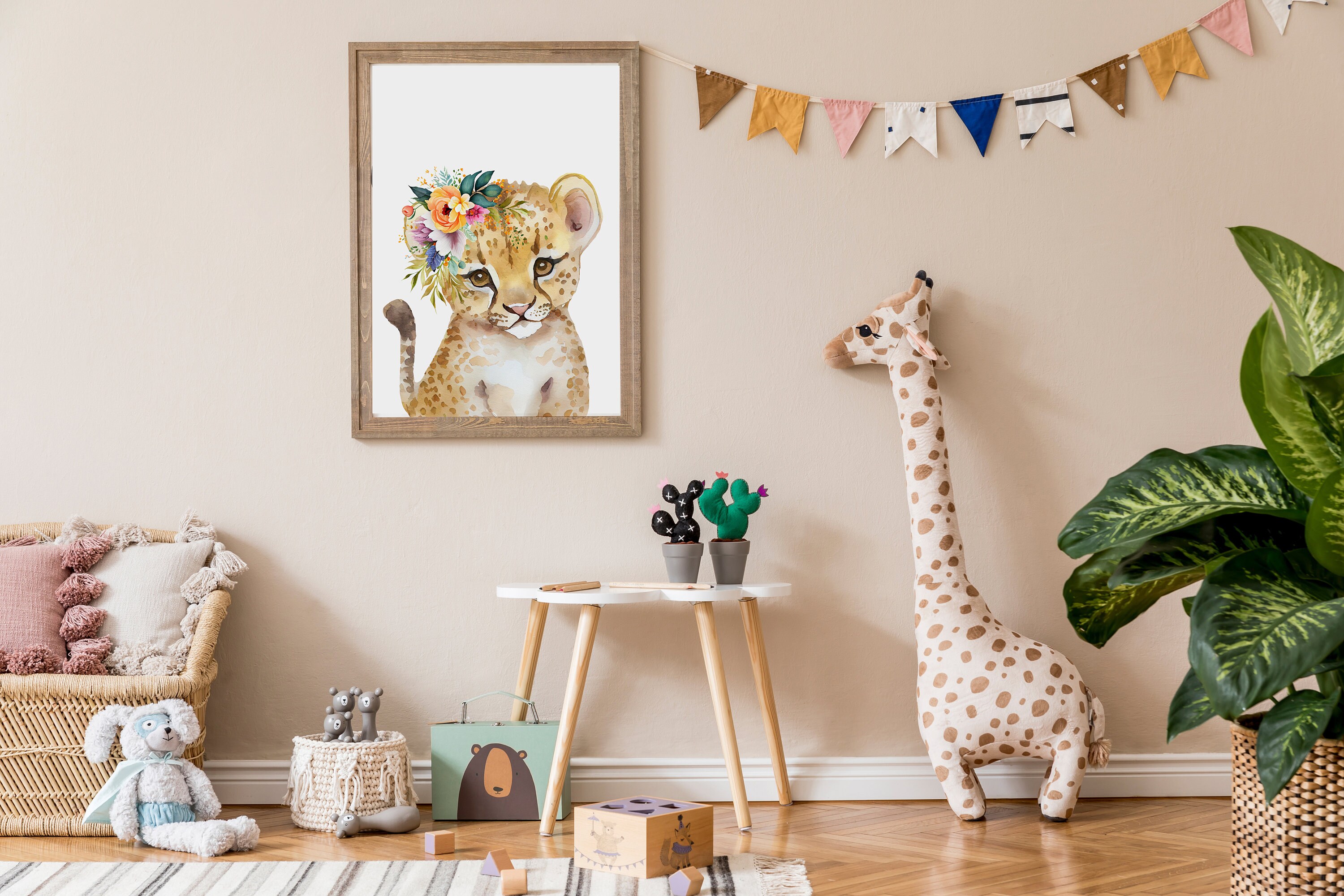 Africa Safari Cheetah Monkey Floral Watercolor Little Animals - Etsy