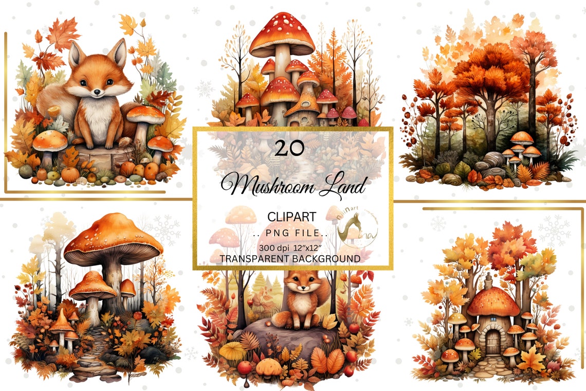 Watercolor Mushroom Clipart, Forest Toadstool PNG (digital Download) - Etsy