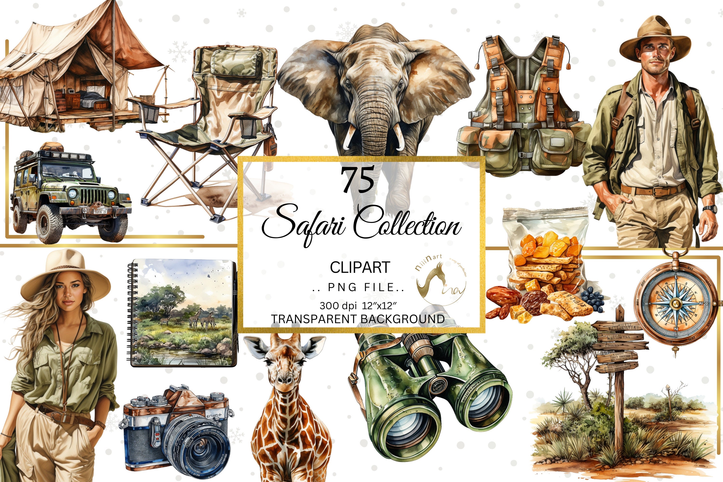 Watercolor Safari Clipart Bundle Safari Essentials Images - Etsy