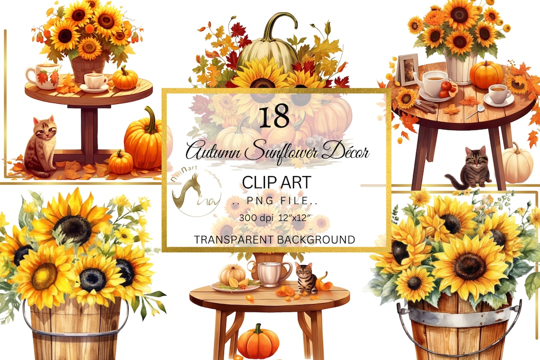 Watercolor Fall Decorations Clipart, 18 Autumn Decor Clipart, Autumn ...