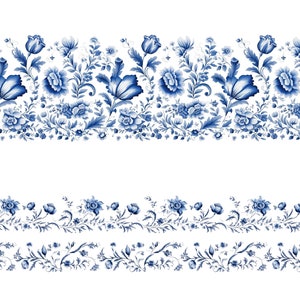 Watercolor Delft Tiles Delft Seamless Patterns Borders and Delft ...
