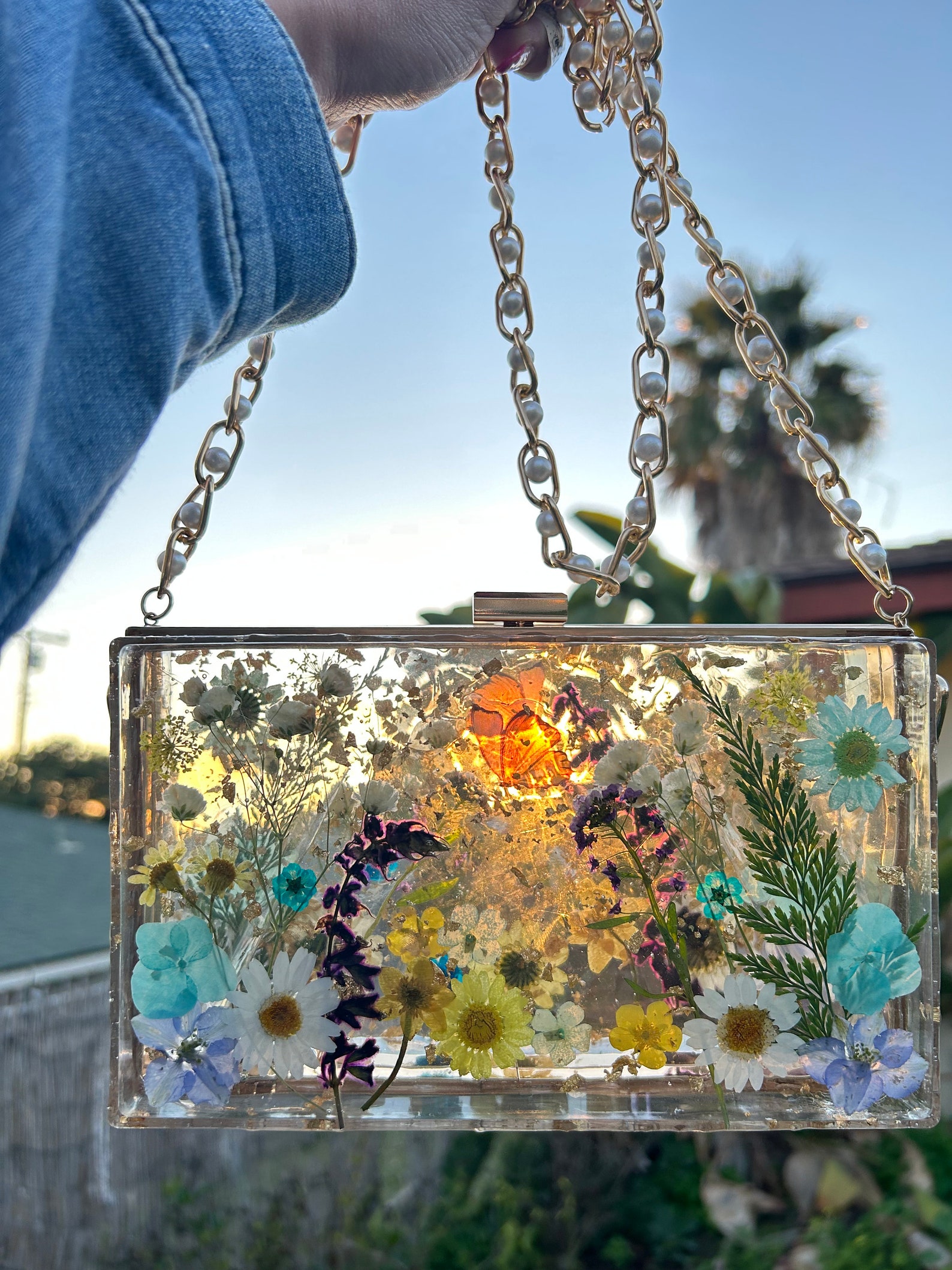 Custom Resin Clutch Purse With Real Dried Flowers - Etsy