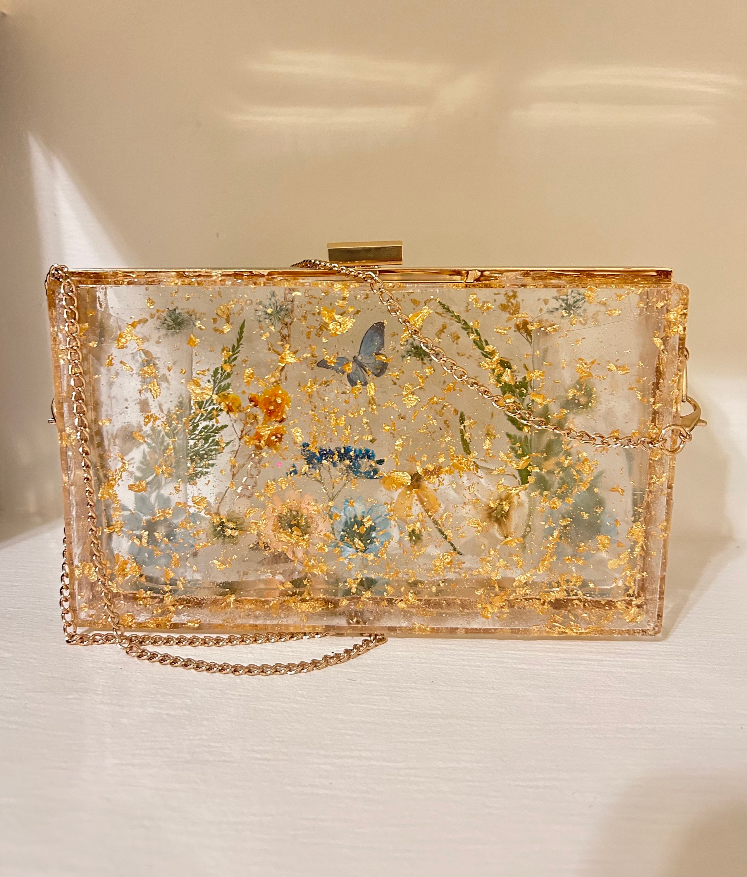 Custom Resin Clutch Purse With Real Dried Flowers - Etsy