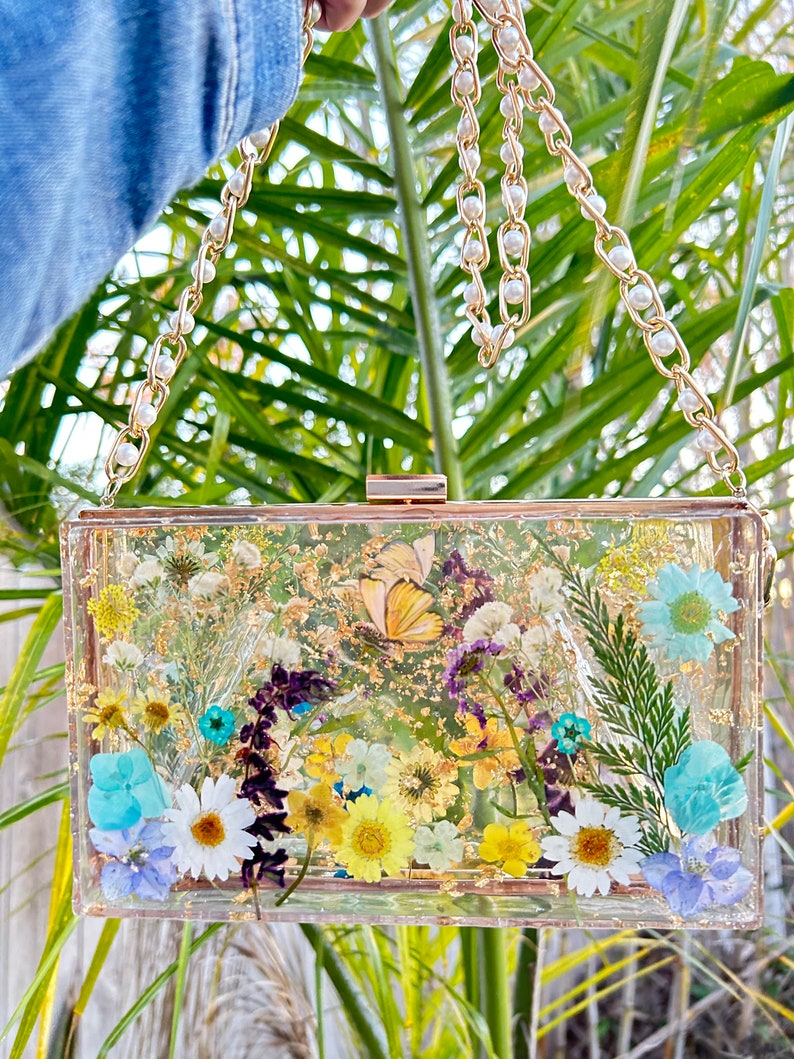 Custom Resin Clutch Purse With Real Dried Flowers - Etsy