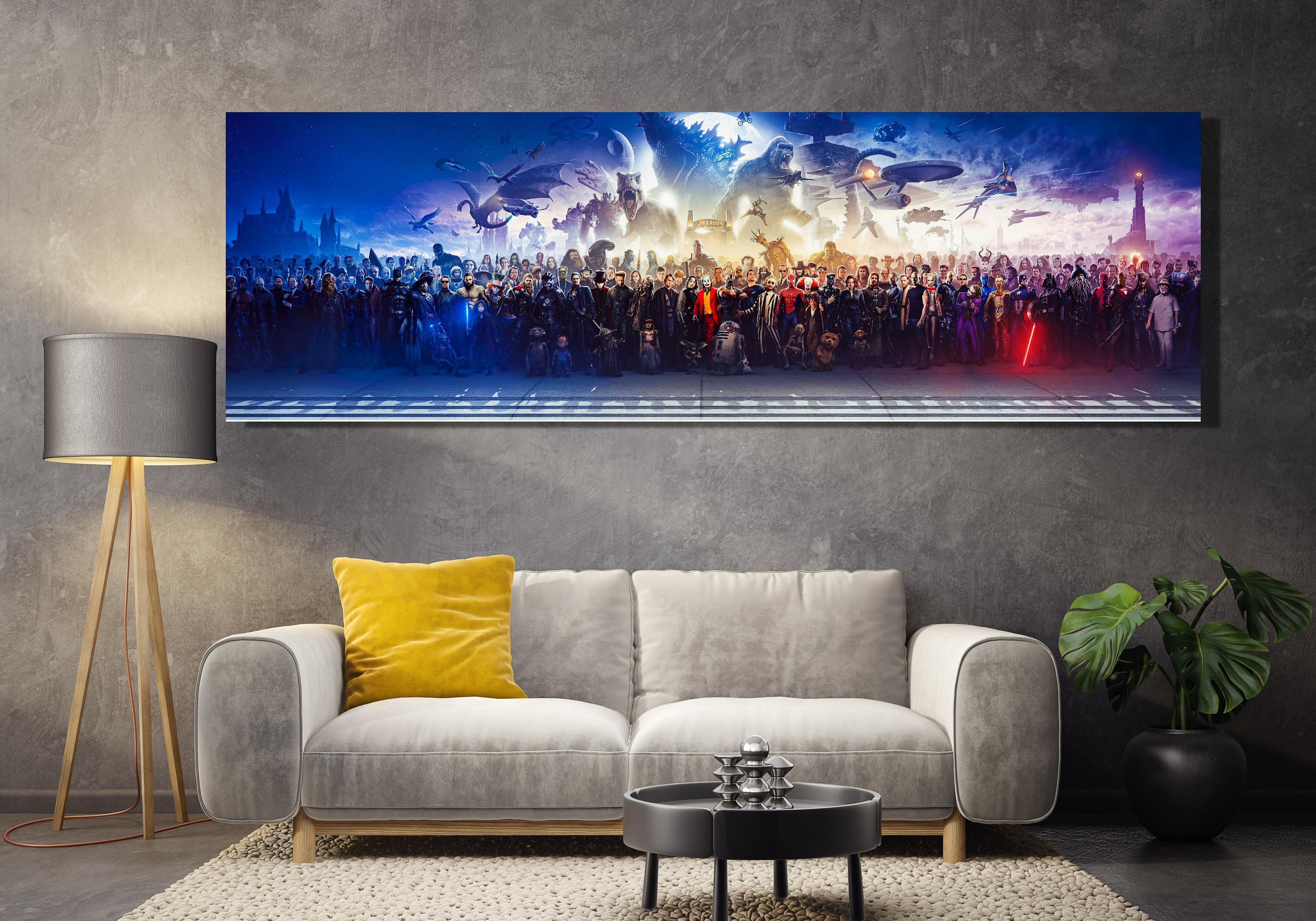 150 Movie Blockbuster Characters Panorama Canvas Wall Art - Etsy