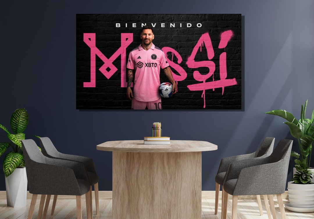 Lionel Messi Inter Miami Canvas Wall Art,lionel Messi Poster,lionel ...