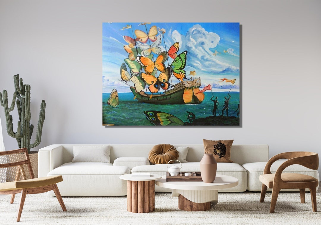 Salvador Dali Ship With Butterfly Sails Canvas Wall Art, Dali Canvas ...