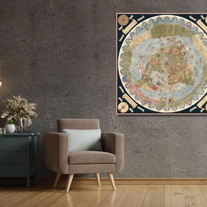 Ancient Flat Earth Map Canvas,vintage World Map Poster Print,1587 by ...