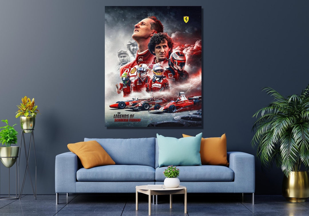 The Legends of Ferrari Canvas Wall Art,michael Schumacher,sebastian ...