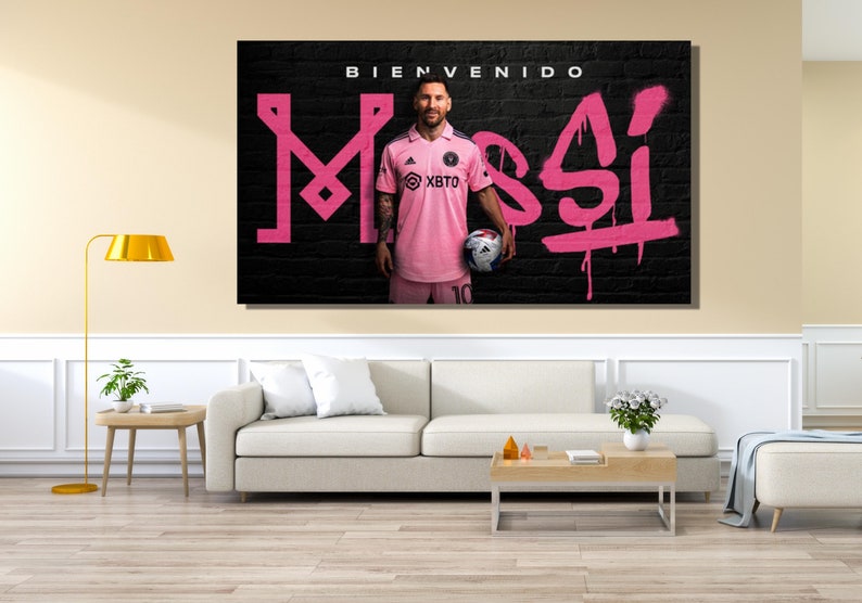 Lionel Messi Inter Miami Canvas Wall Artlionel Messi - Etsy