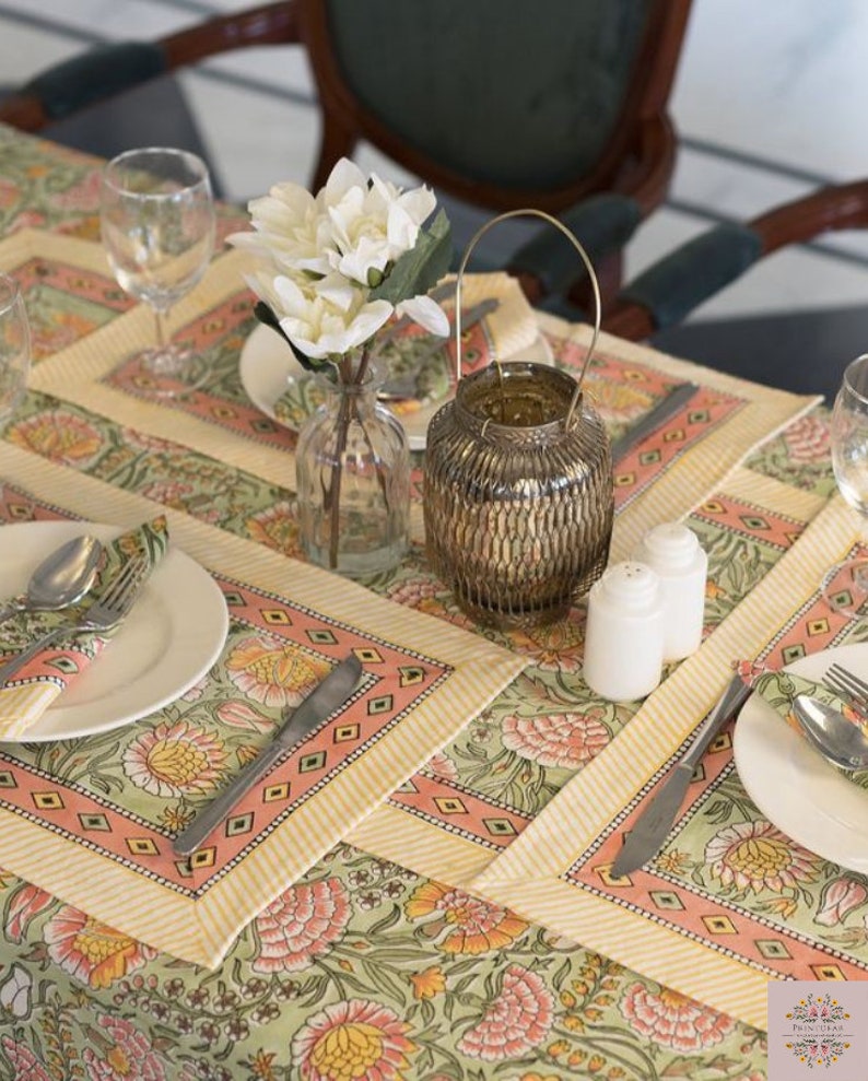 Printofab Vintage Cotton Block Print Table Cover Rectangle/square/round ...