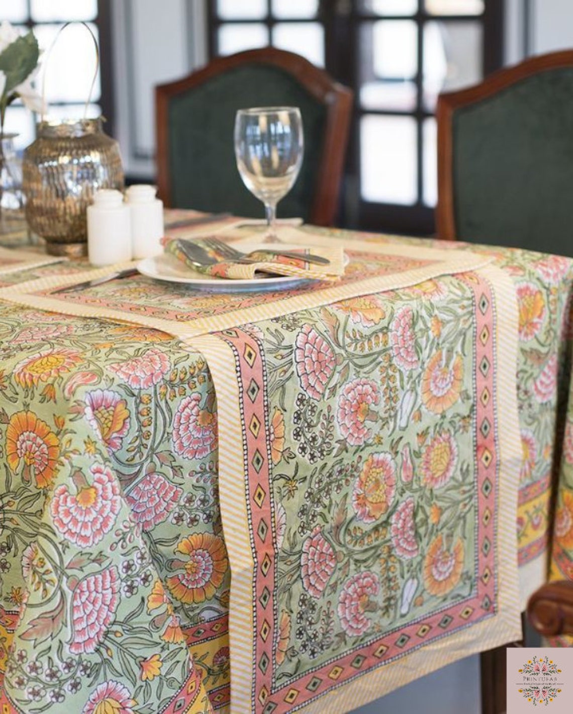 Printofab Vintage Cotton Block Print Table Cover Rectangle/square/round ...