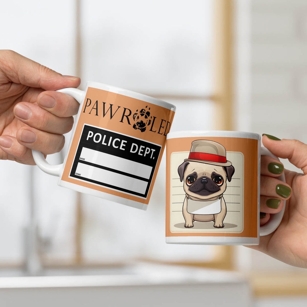 Pawroled Pug Mugshot Mugs Pet Mugshot Mug - Etsy