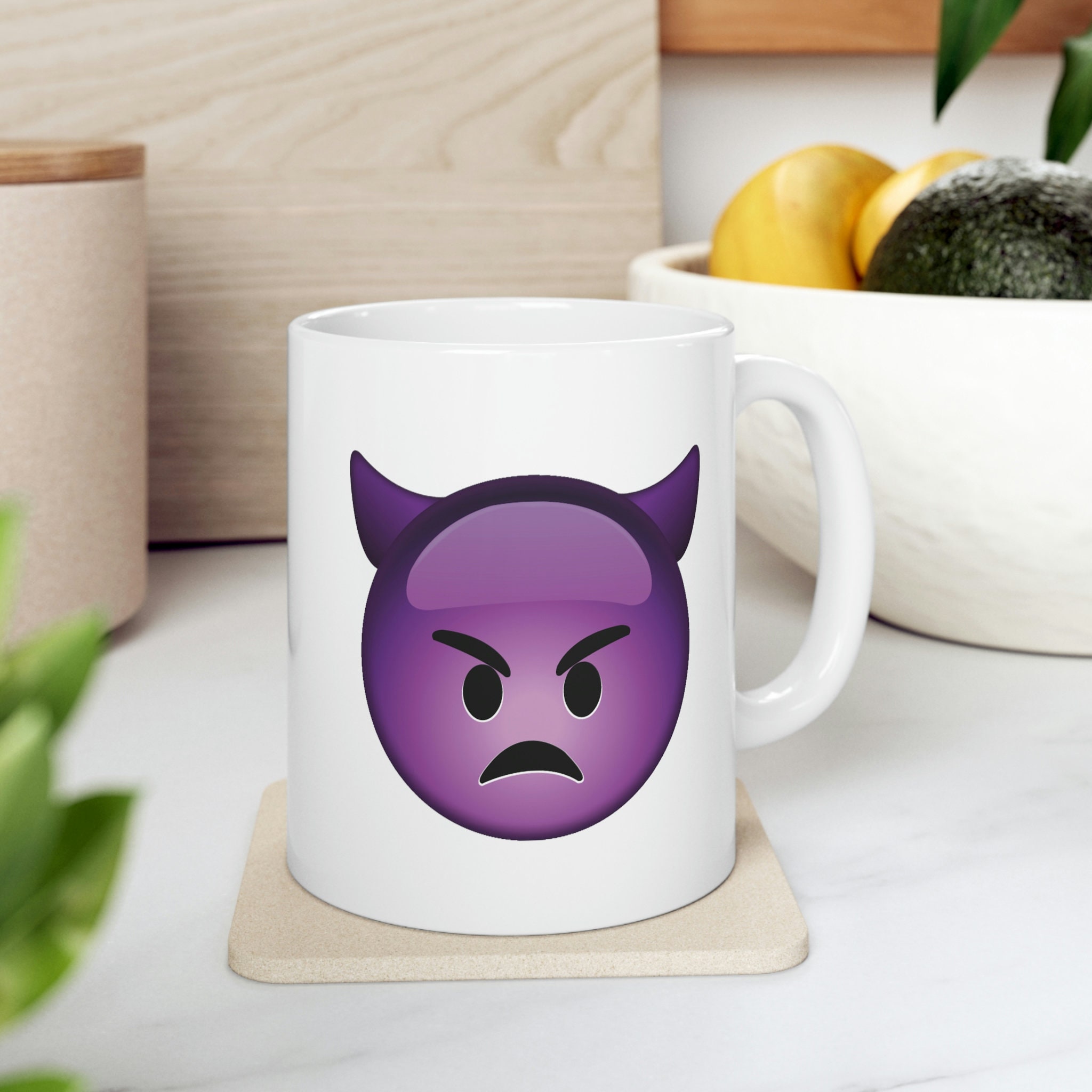 Angry Devil Emoji, Angry Emoji, Devil Emoji, Ceramic Coffee Mug, Funny ...