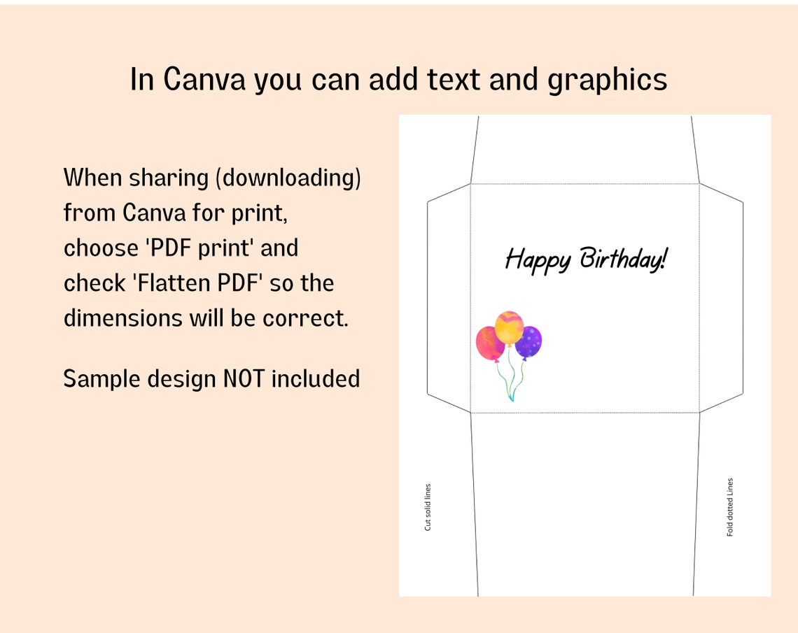 Printable Canva Template for 5x5 Envelope, 5x5 Envelope Template, DIY ...