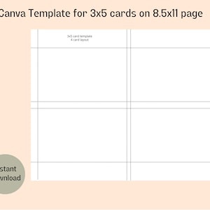 Canva Template for 3x5 Cards, Index Card Template, Recipe Card , Jot ...