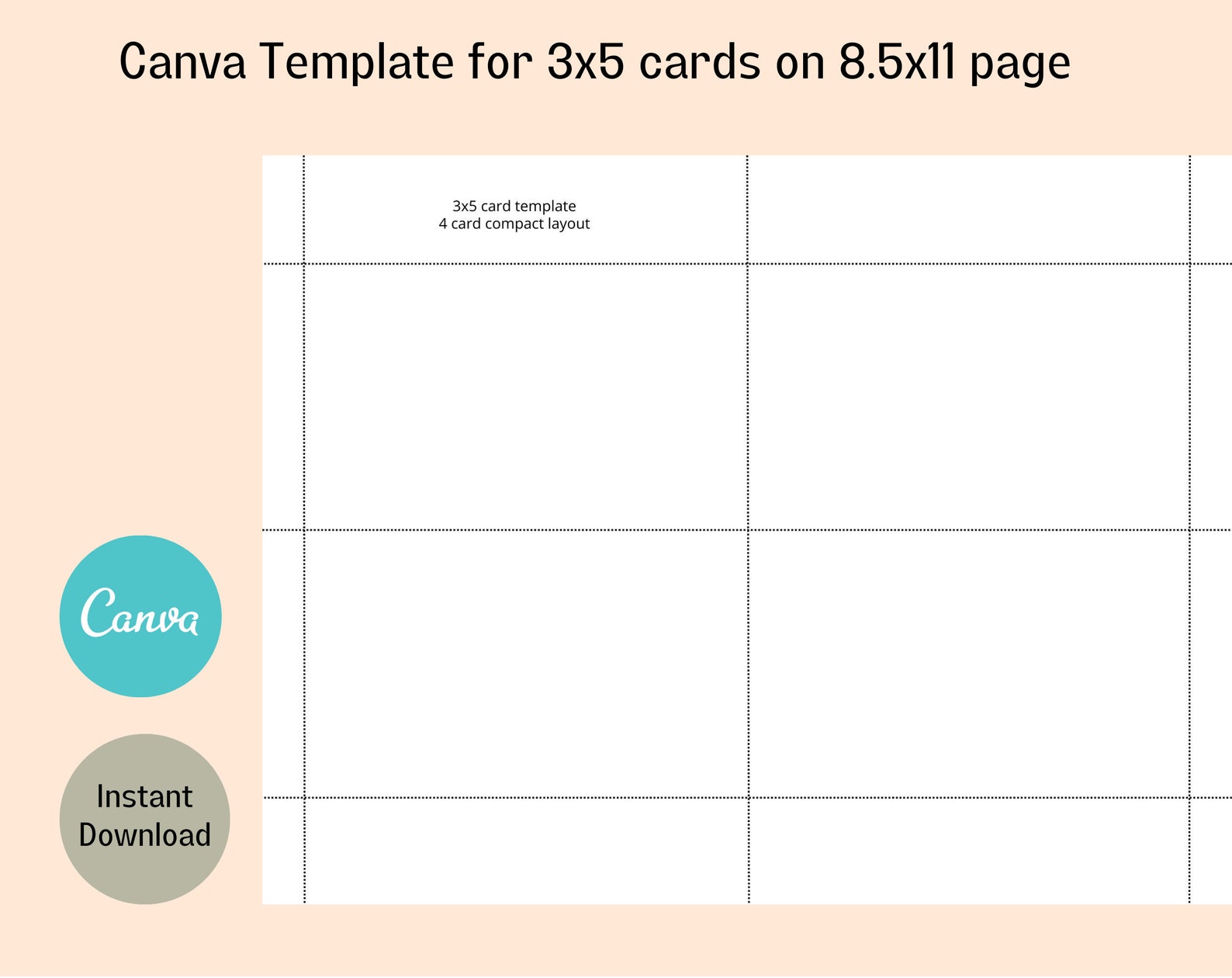 Canva Template for 3x5 Cards, Index Card Template, Recipe Card , Jot ...
