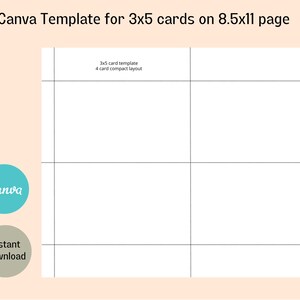 Canva Template for 3x5 Cards, Index Card Template, Recipe Card , Jot ...