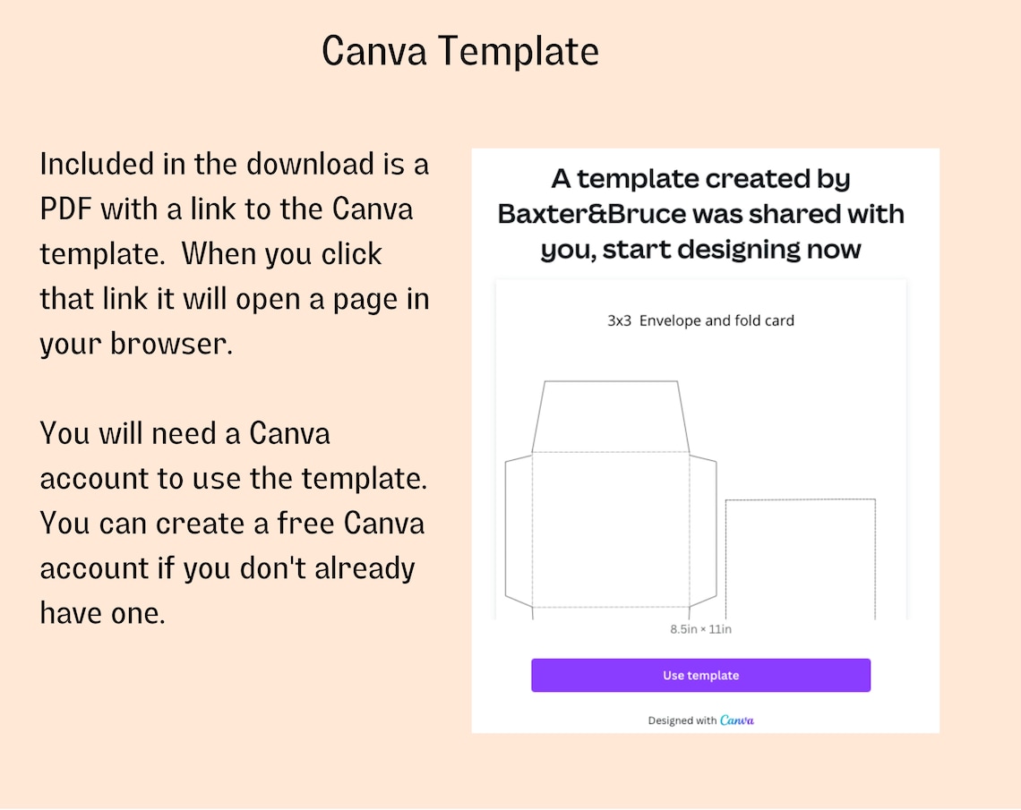Printable Canva Card Template for 3x3 Card and Envelope, Card Making ...