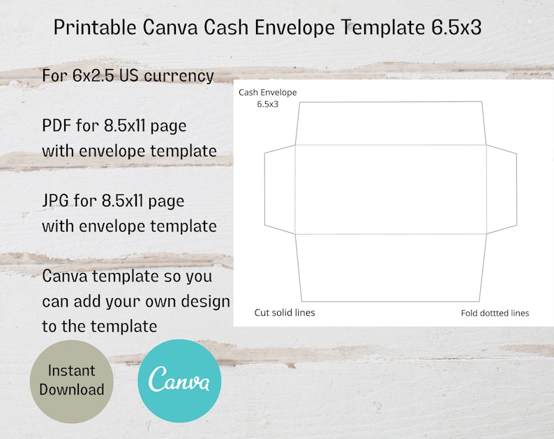 Printable Canva Template for Cash Envelope, 6.5x3 Envelope Template ...