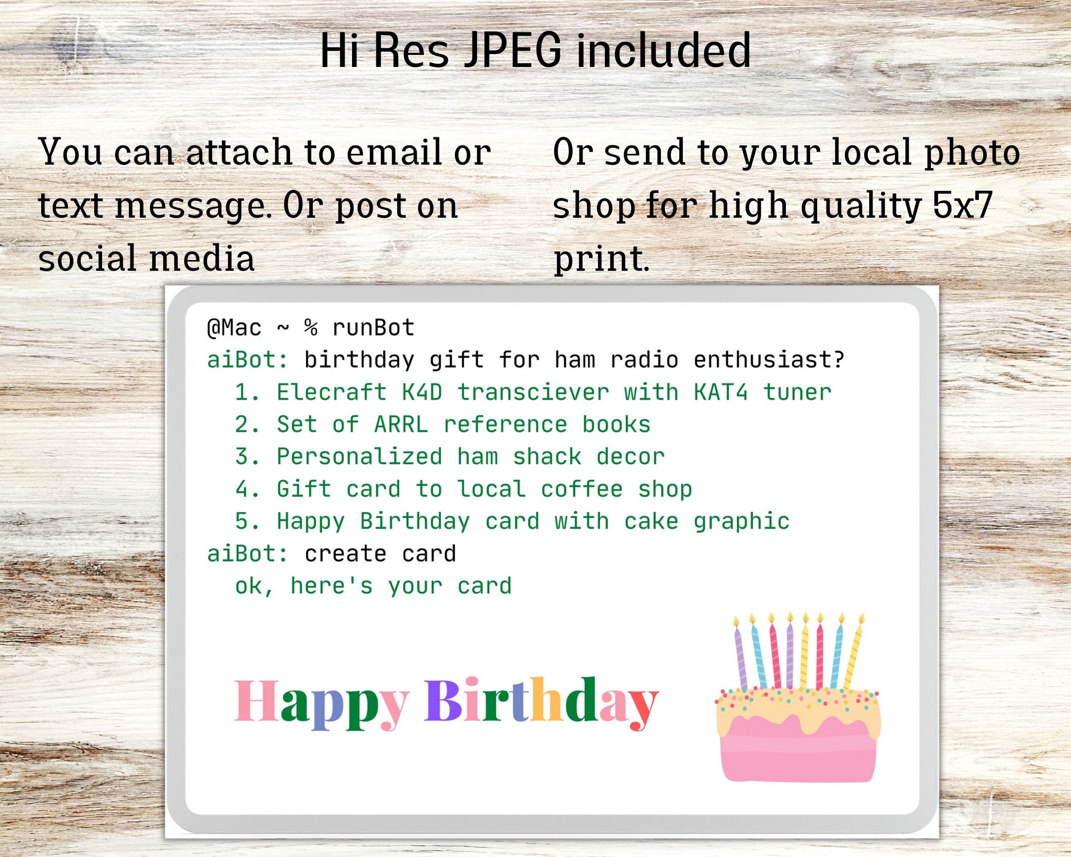 Printable Funny Birthday Card for a Ham Friend, Snarky Aibot Card ...