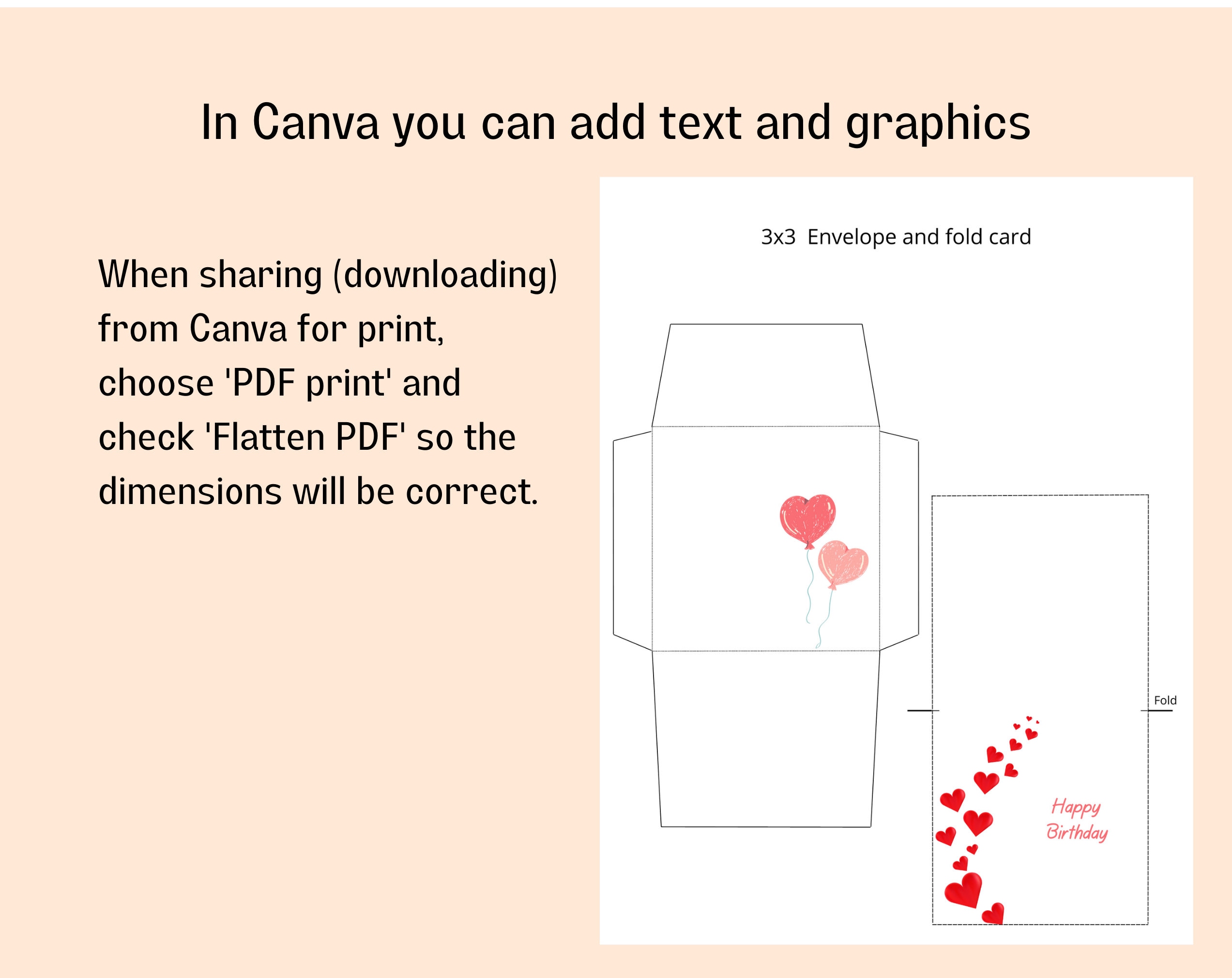 Printable Canva Card Template for 3x3 Card and Envelope, Card Making ...