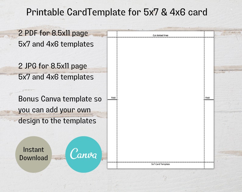 Printable 5x7 and 4x6 Card Templates, Canva 5x7 and 4x6 Card Templates ...