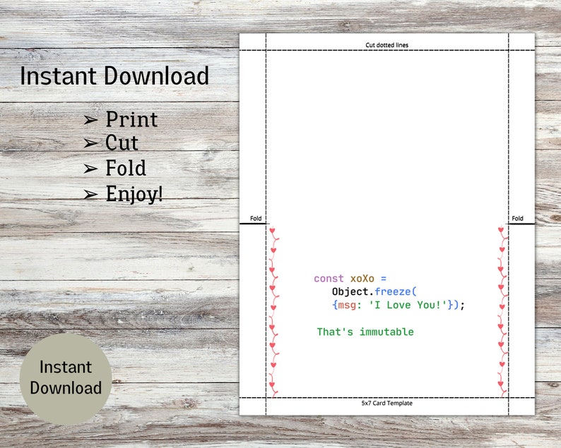Printable Programmer Love Card, Valentine Card for Software Engineer ...