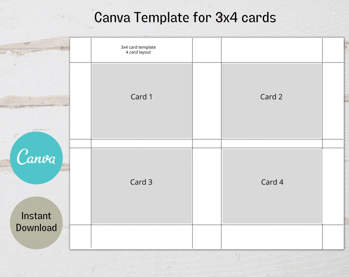 Printable Canva Template for 3x4 Cards, Index Card Template, Jot Card ...