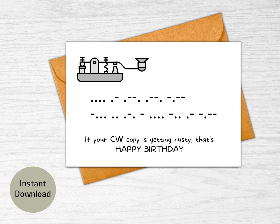 Printable Morse Code Birthday Card for Your Ham Friend, Funny Ham Radio ...