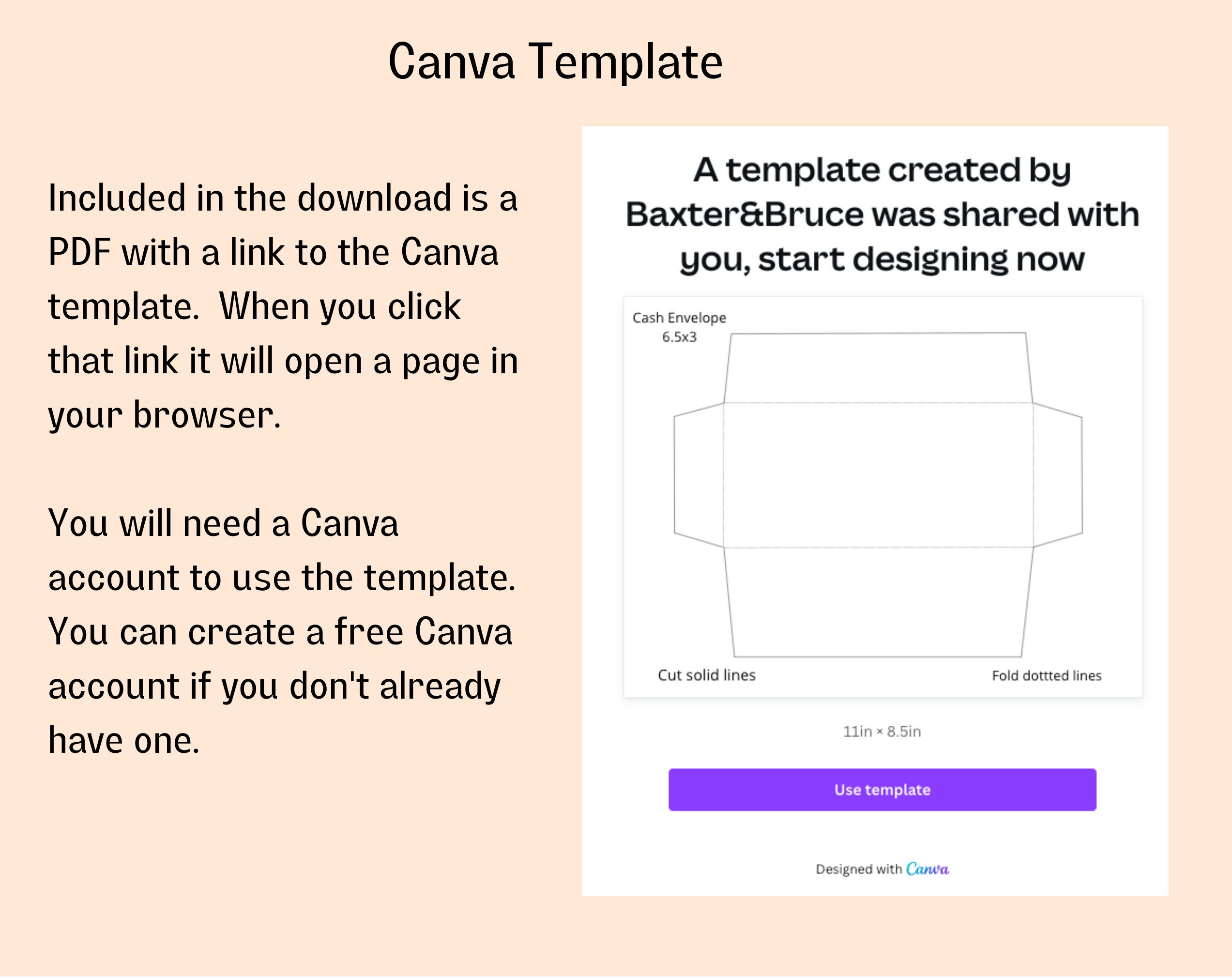 Printable Canva Template for Cash Envelope, 6.5x3 Envelope Template ...