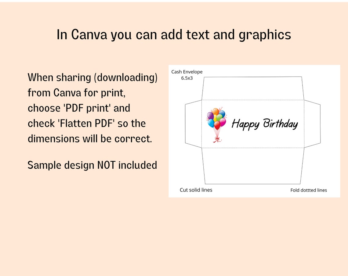 Printable Canva Template for Cash Envelope, 6.5x3 Envelope Template ...