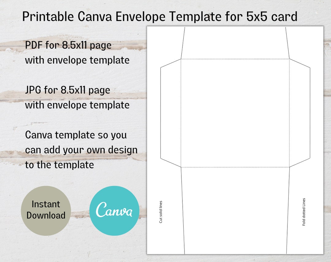 Printable Canva Template for 5x5 Envelope, 5x5 Envelope Template, DIY ...