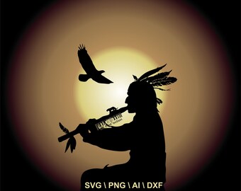 Native Indian Vector Silhouette American Feather on Head Lovely Tribe ...