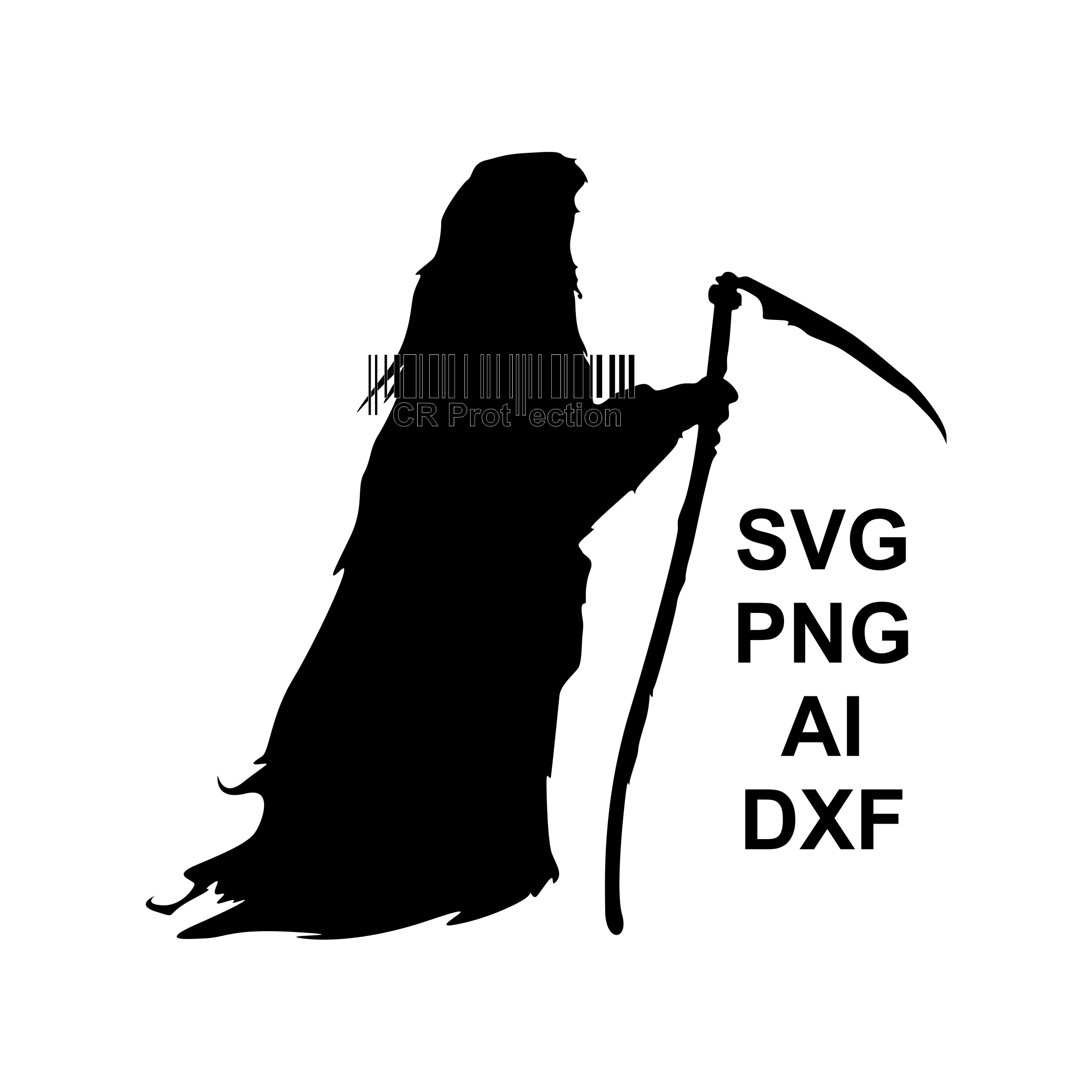 Grim Reaper Side View, Walking Grim Reaper Printable Clipart Silhouette ...