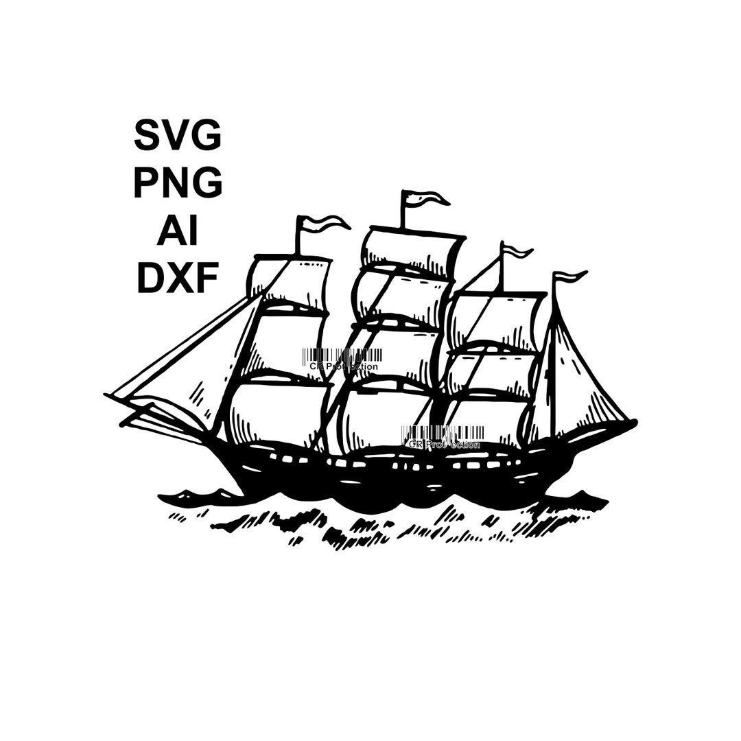 Pirate Ship Clipart, Age of Sail Ship Printable, Privateer Sloop Svg ...