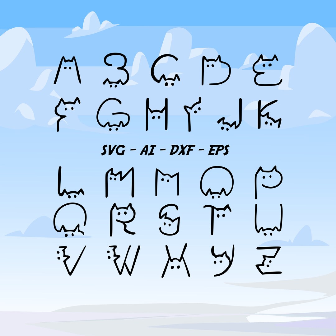 Cat Alphabet, Letters in Catty Shape, Cat Inspired Letters, Cute ...