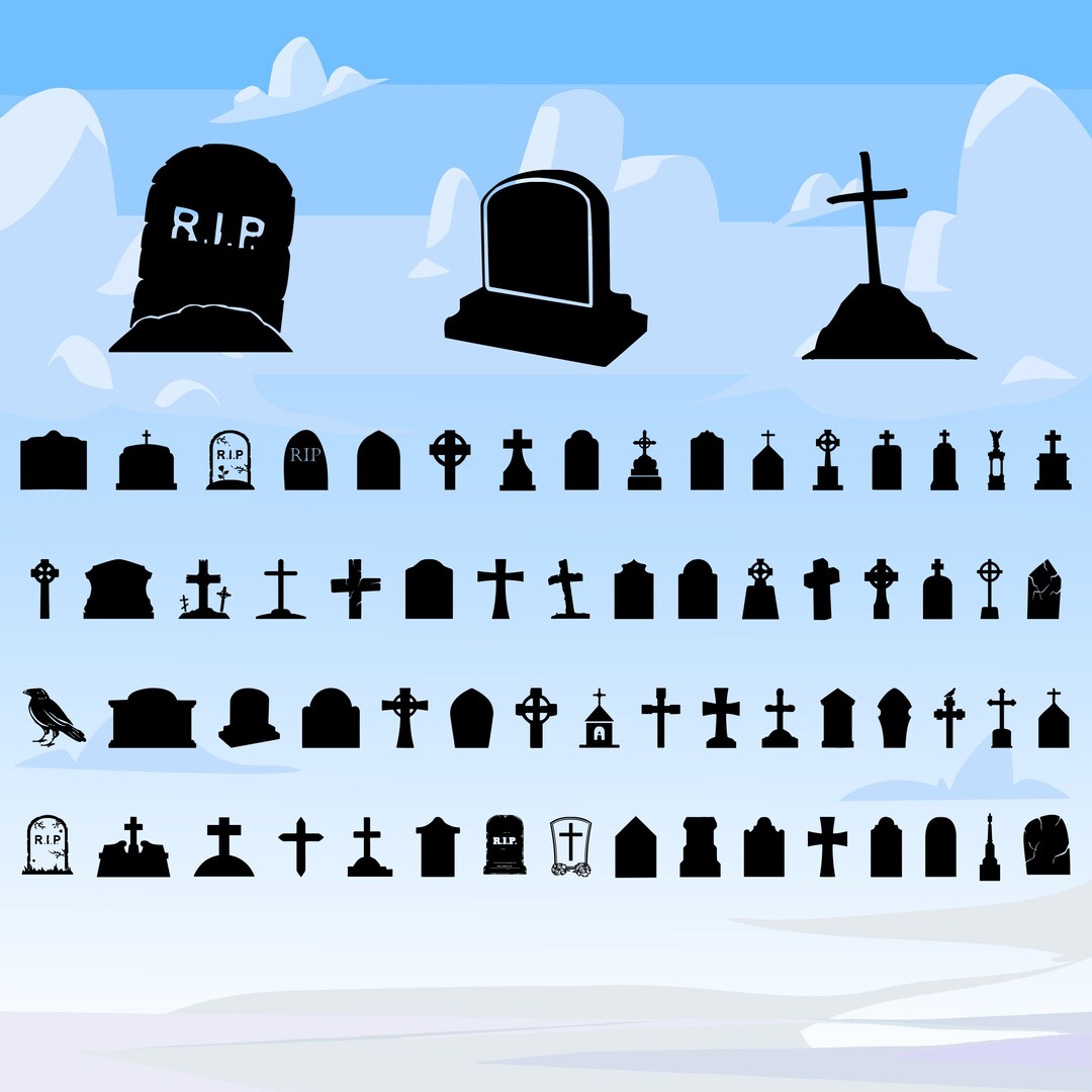 Cemetery Icons, Cemetery Tombstone Images, Tombstone Illustration ...