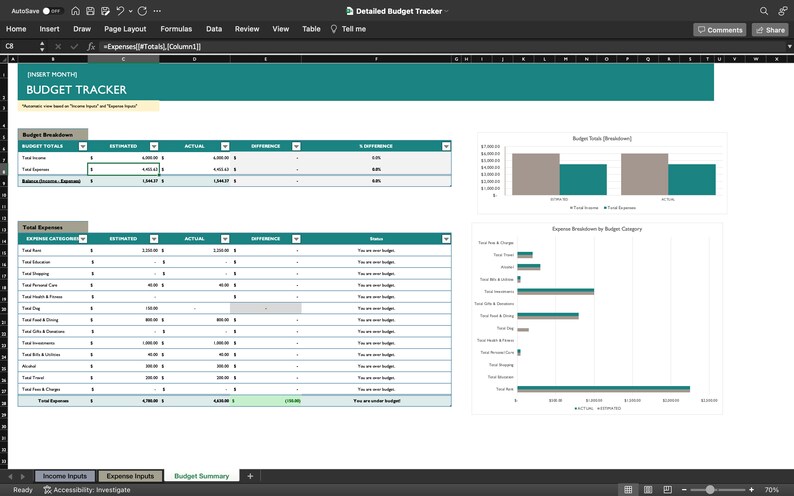 Detailed Budget Tracker - Etsy