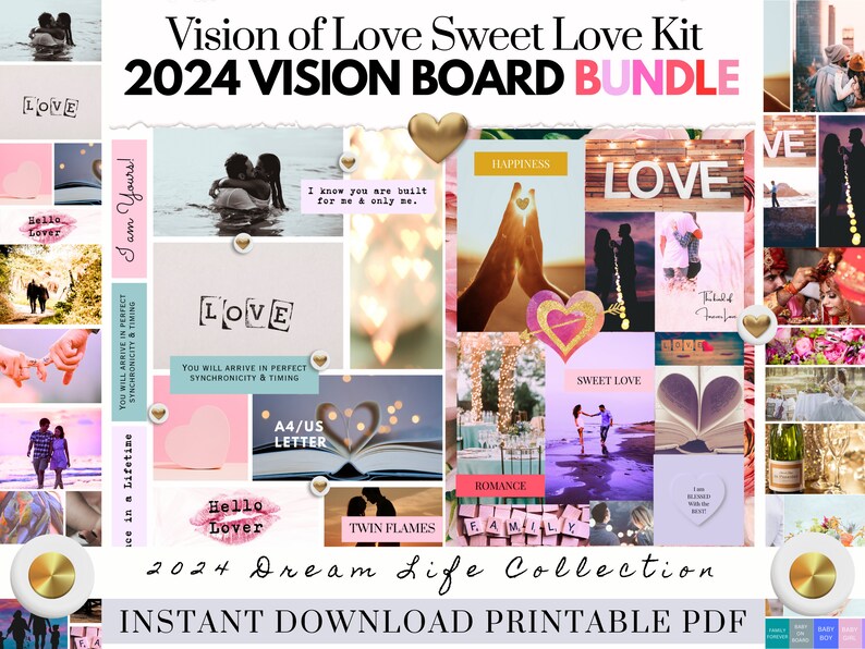 2024 Love Alignment Vision Board Bundle Manifest Happiness - Etsy Australia
