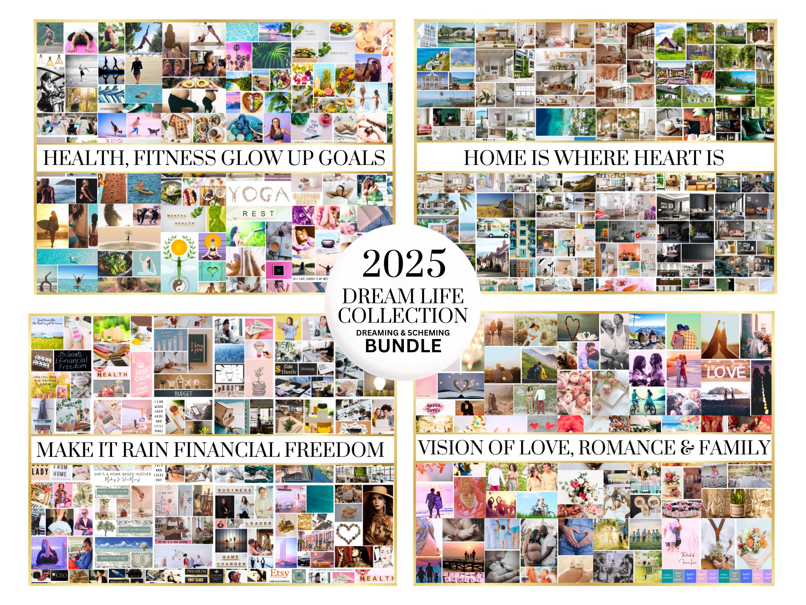 2025 Vision Board Printable PDF Manifest New Beginnings Mood Board for ...